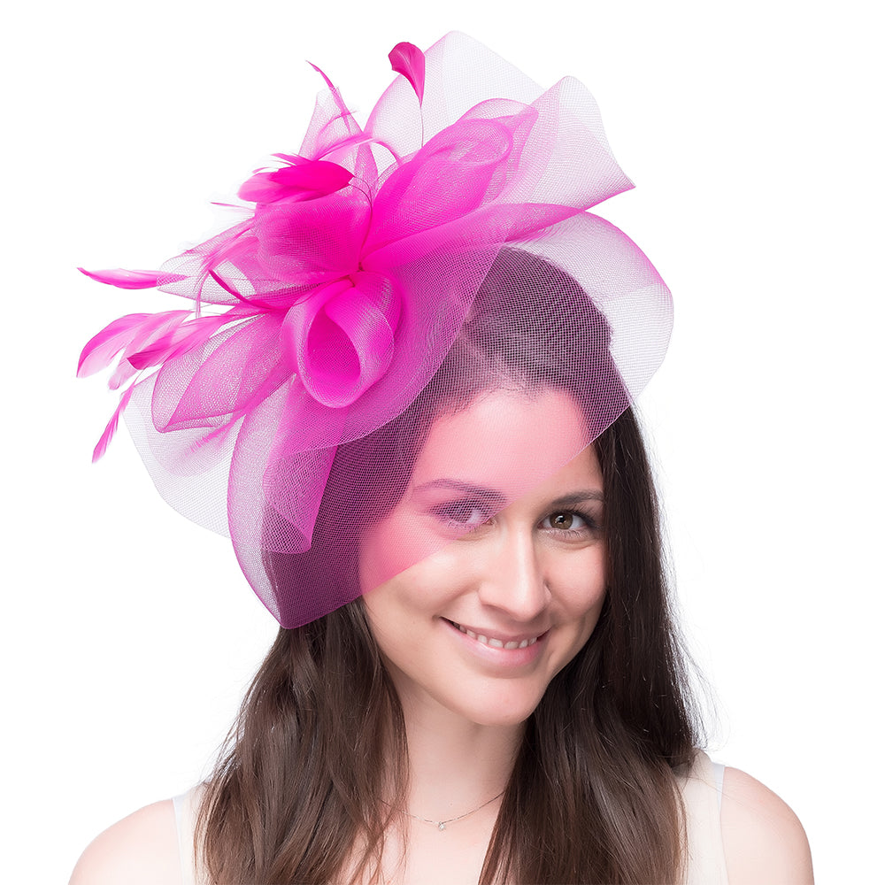 Tocado Joanne velo de Jane Anne Designs - Fucsia – Sombreros y Gorras