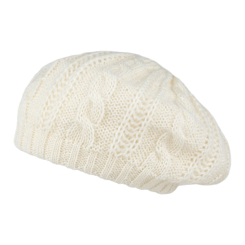 Boina Tejido de cable de Whiteley - Blanco invernal – Sombreros y Gorras