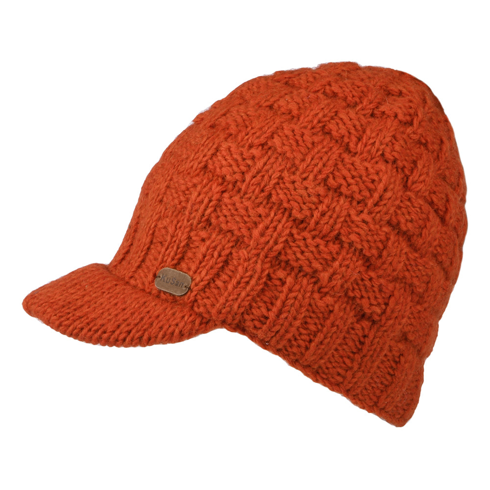 Gorro Beanie con visera Basket Weave de Kusan - Ocre – Sombreros y Gorras